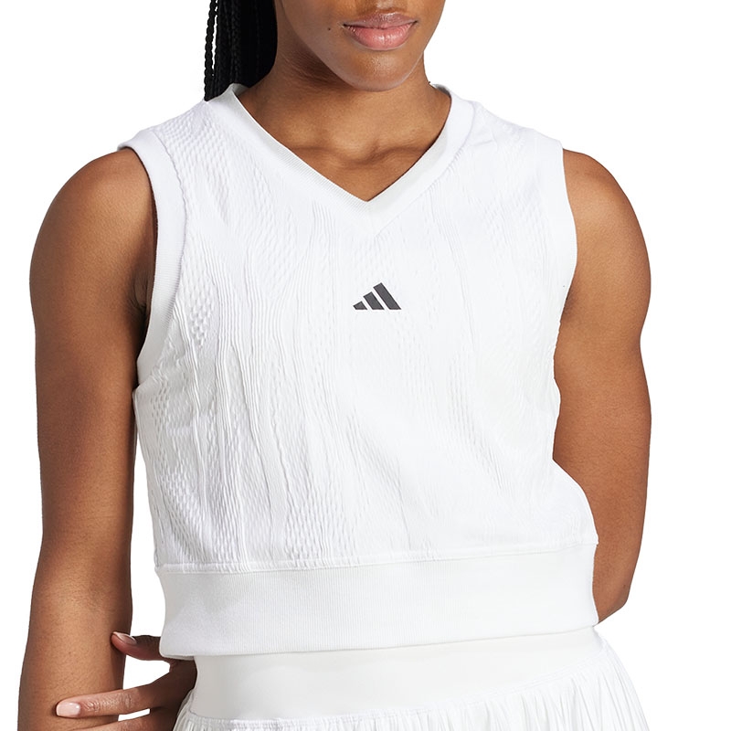 Adidas Crop Pro Women's Tennis Top White