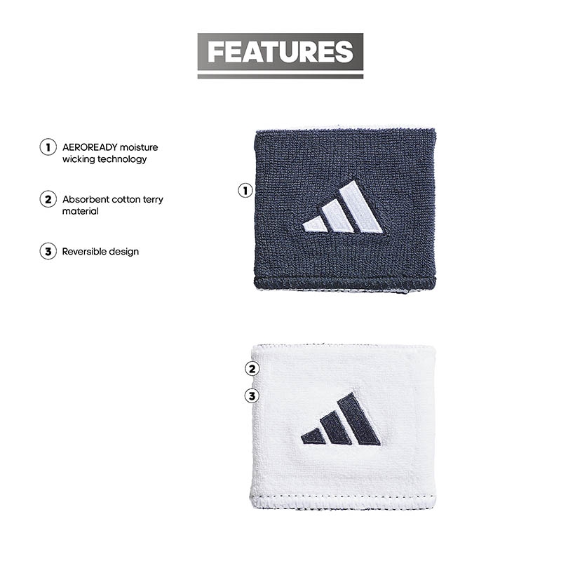 Adidas Small Reversible Tennis Wristband Navy/white