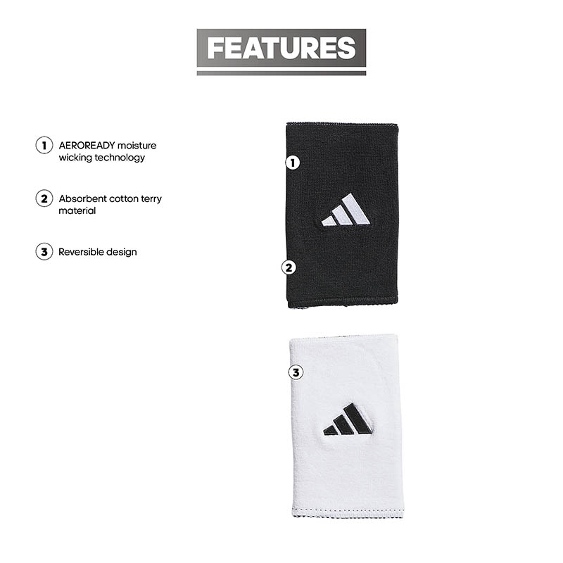 Adidas Large Reversible Tennis Wristband Black/white