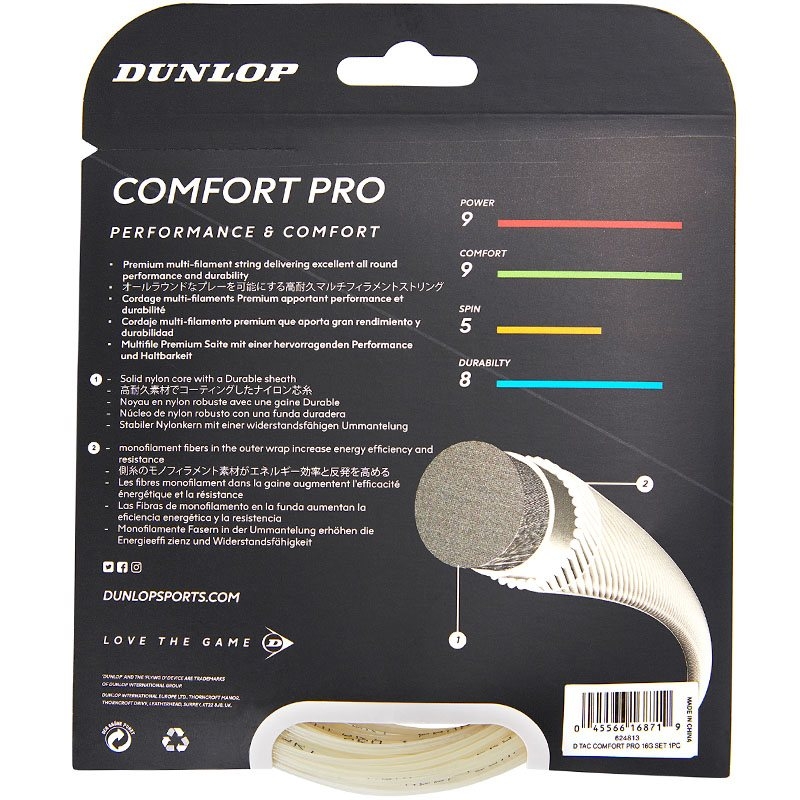 Dunlop Comfort Pro 16 Tennis String Set - Natural Natural