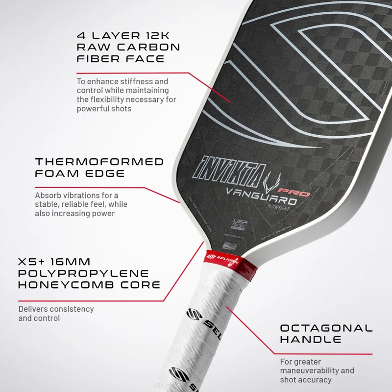 Selkirk Vanguard Pro Invicta Pickleball Paddle Rawcarbon