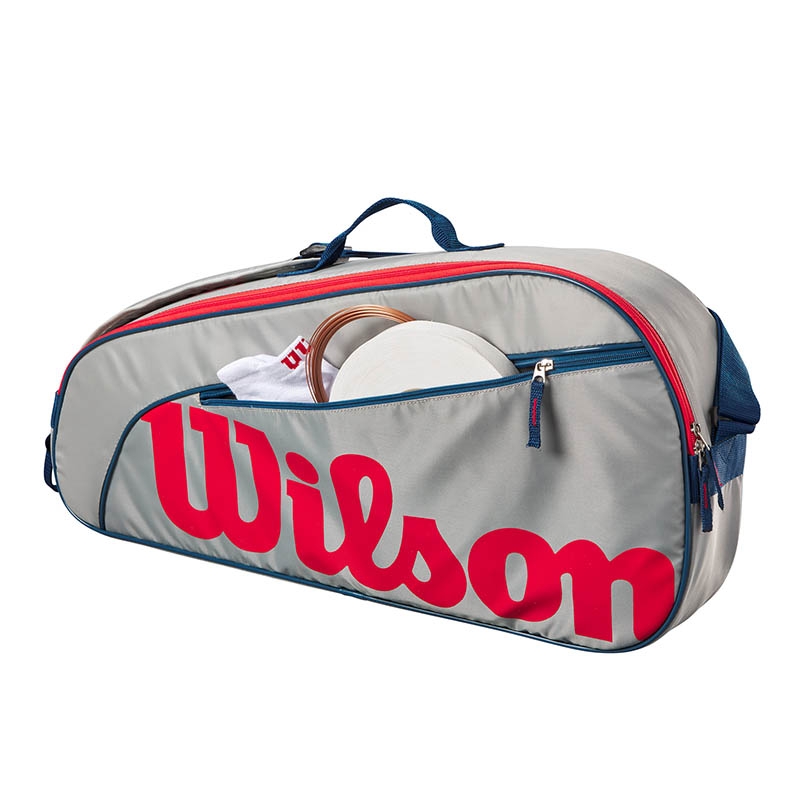 Wilson Junior 3 Pack Tennis Bag Grey/red